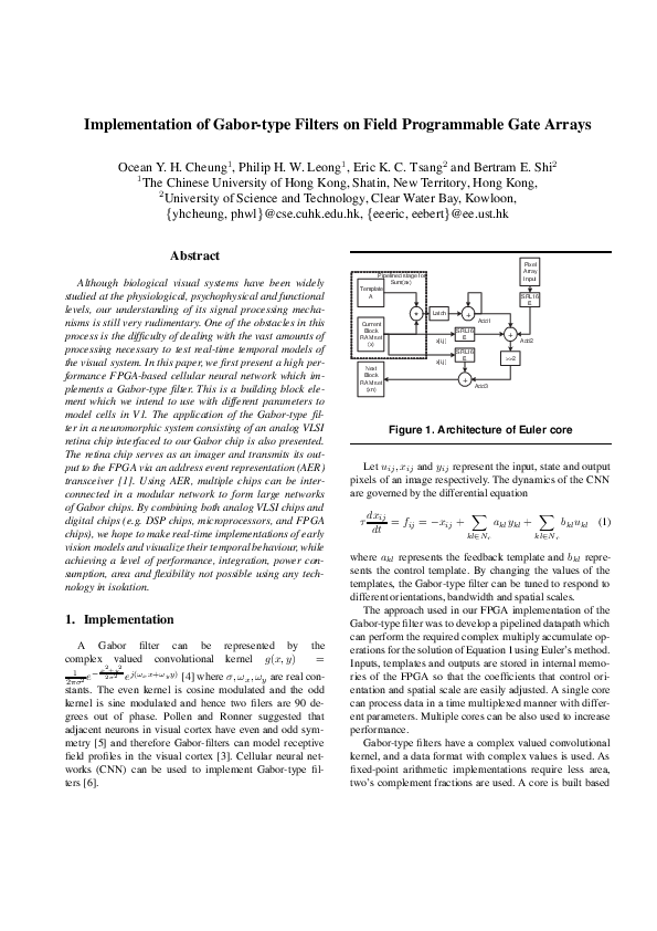 (PDF) Implementation of Gabor-type filters on field programmable gate arrays