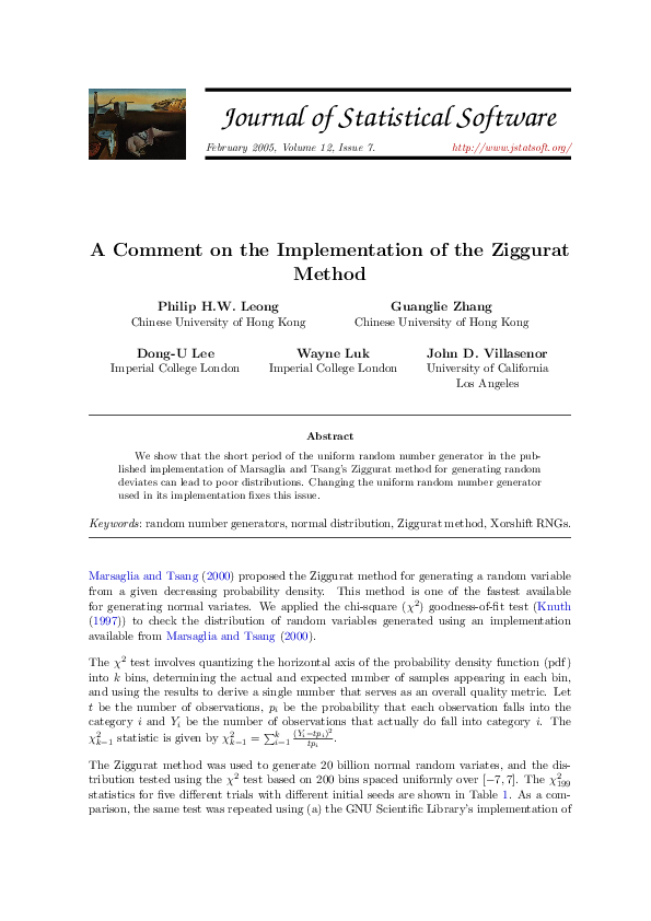 (PDF) Improving Random Deviate Generation with Ziggurat Method