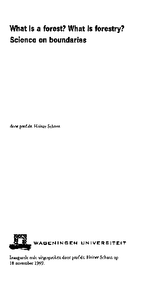 (PDF) What is a forest? What is forestry? Science on boundaries