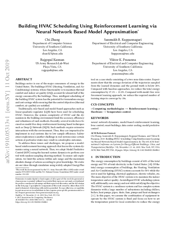 (PDF) Building HVAC Scheduling Using Reinforcement Learning via Neural Network Based Model ...