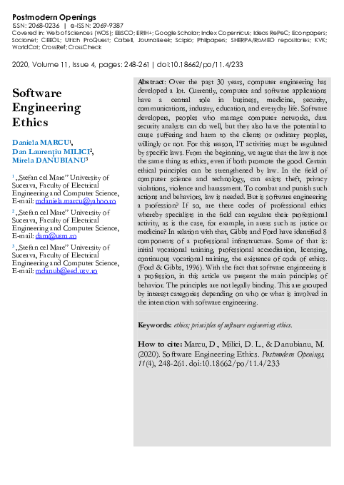 (PDF) Software Engineering Ethics