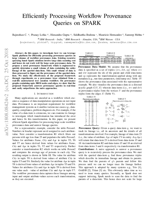 (PDF) Optimizing Provenance Queries in SPARK