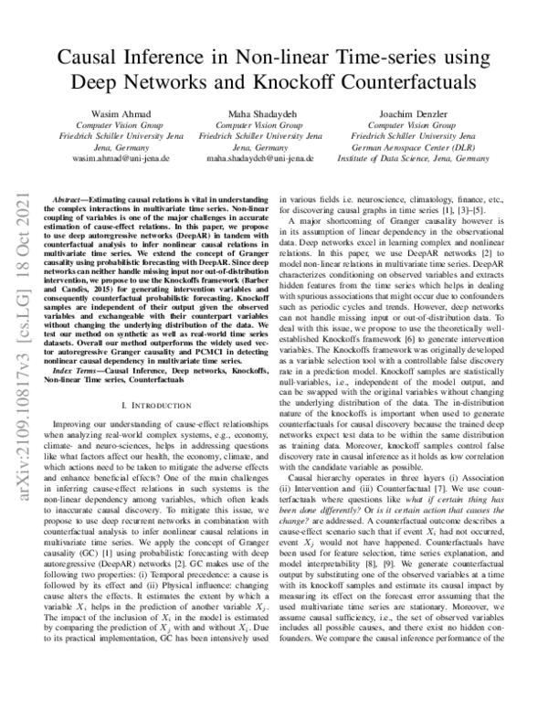 (PDF) Causal Inference in Non-linear Time-series using Deep Networks ...