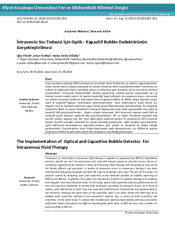 (PDF) The Implementation of Optical and Capacitive Bubble Detector For ...