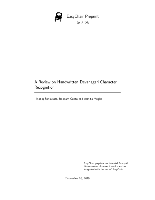 (PDF) A Review on Handwritten Devanagari Character Recognition (PDF) A Review on Handwritten Devanagari Character Recognition