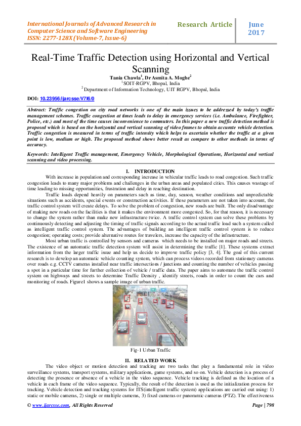 (PDF) Real-Time Traffic Detection using Horizontal and Vertical Scanning