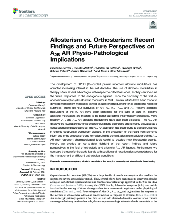 (PDF) Allosterism vs. Orthosterism: Recent Findings and Future ...