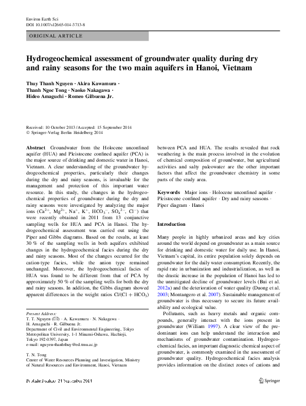 (PDF) Hydrogeochemical assessment of groundwater quality and associated potential human health ...