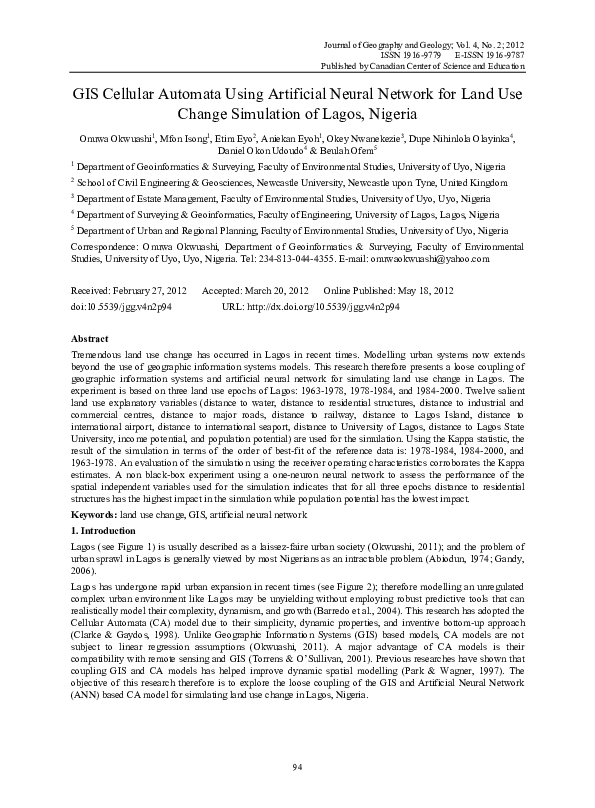(PDF) GIS Cellular Automata Using Artificial Neural Network for Land Use Change Simulation of ...
