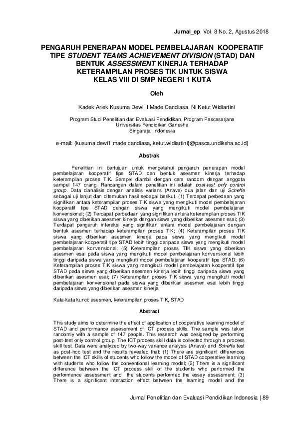 (PDF) Pengaruh Penerapan Model Pembelajaran Kooperatif Tipe Student Teams Achievement Division ...
