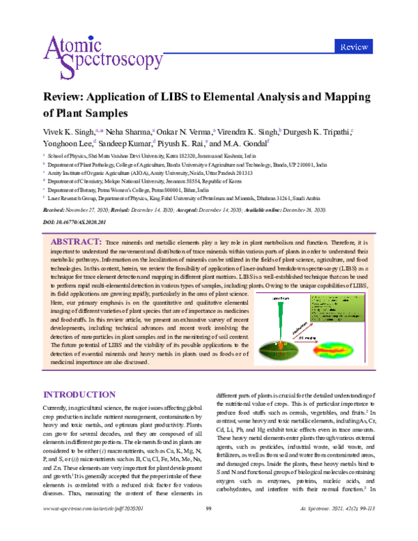 (PDF) Review: Application Of LIBS To Elemental Analysis And Mapping Of ...