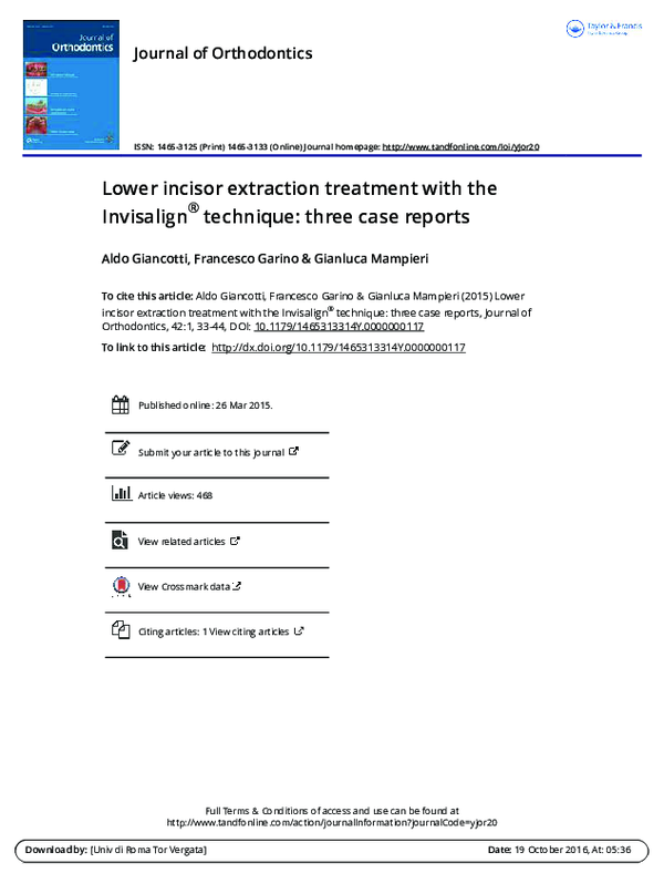 (PDF) Lower incisor extraction treatment with the Invisalign ...