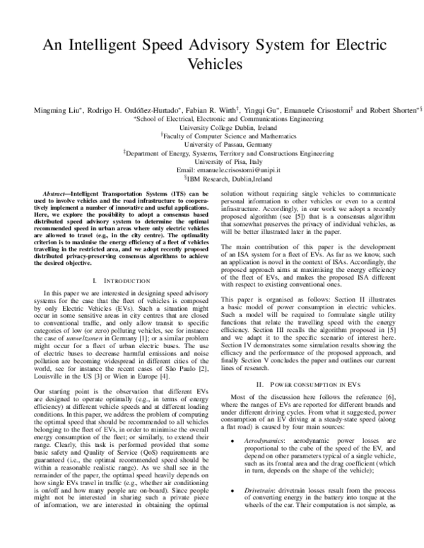 (PDF) An intelligent speed advisory system for electric vehicles
