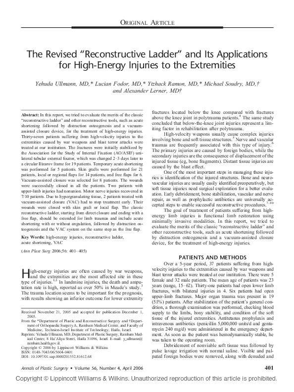 (PDF) The Revised ???Reconstructive Ladder??? and Its Applications for ...