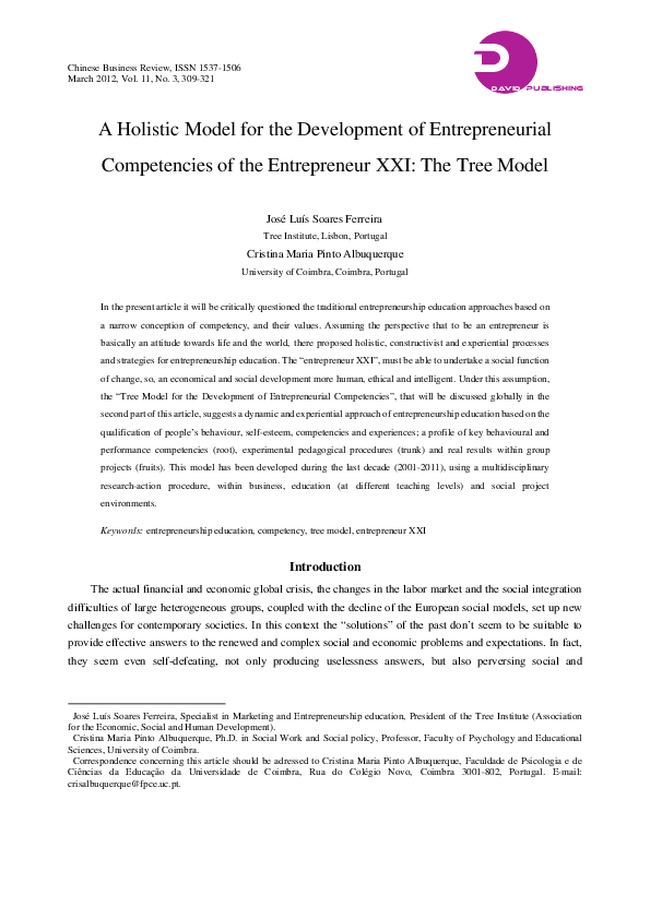 (PDF) A Holistic Model for the Development of Entrepreneurial ...