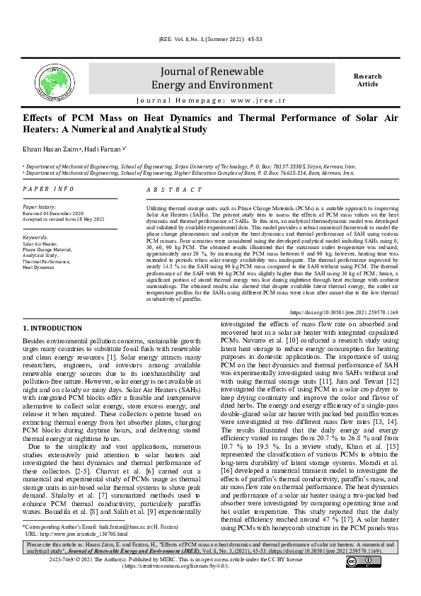 (PDF) Effects of PCM Mass on Heat Dynamics and Thermal Performance of ...