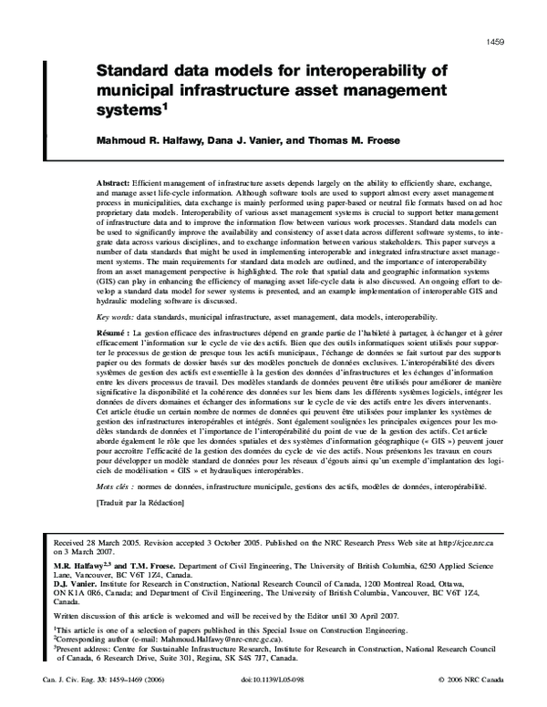 (PDF) Standard data models for interoperability of municipal ...