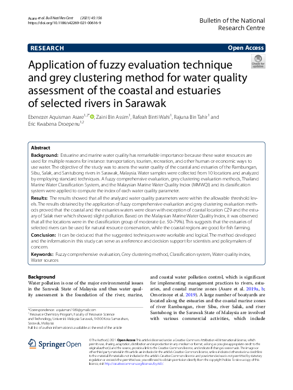 Pdf Application Of Fuzzy Evaluation Technique And Grey Clustering Method For Water Quality