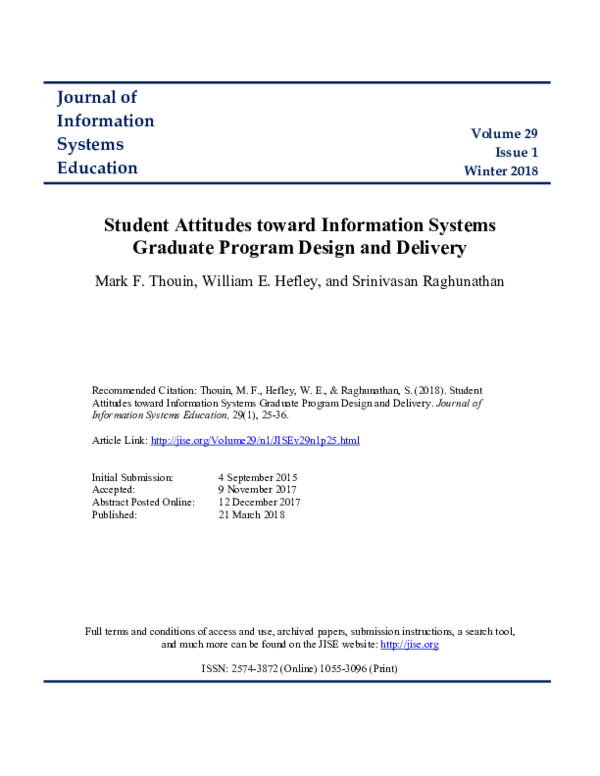 Student Attitudes toward Information Systems Graduate Program Design ...