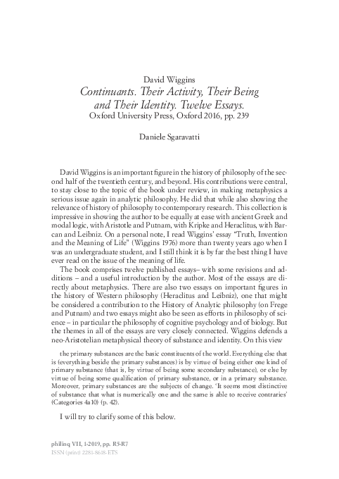 (PDF) David Wiggins, Continuants