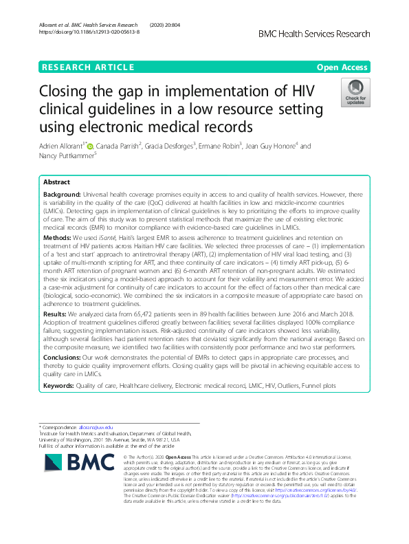 (PDF) Closing the gap in implementation of HIV clinical guidelines in a ...