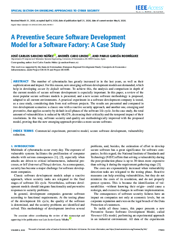 (PDF) A Preventive Secure Software Development Model for a Software ...