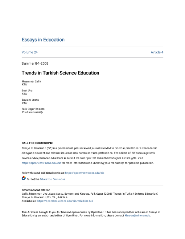(PDF) Trends In Turkish Science Education