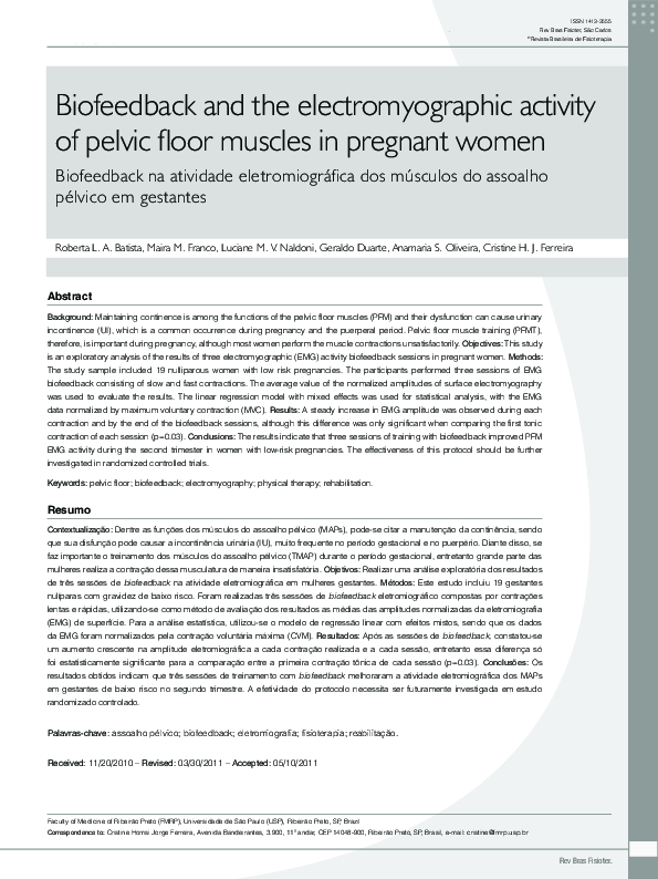 (PDF) Biofeedback and the electromyographic activity of pelvic floor ...