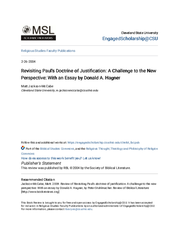 (PDF) Revisiting Paul's Doctrine of Justification: A Challenge to the ...