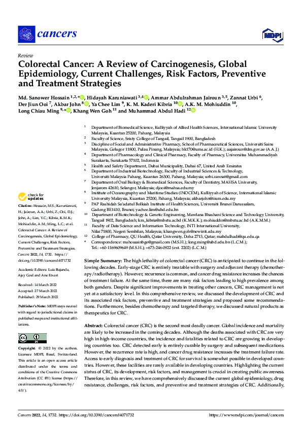 (PDF) Colorectal Cancer: A Review of Carcinogenesis, Global ...