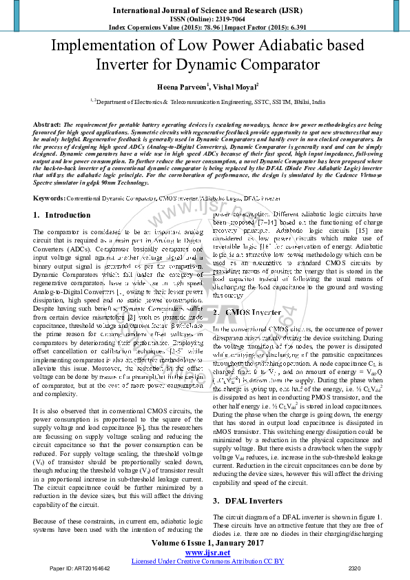 (PDF) Implementation of Low Power Adiabatic based Inverter for Dynamic ...