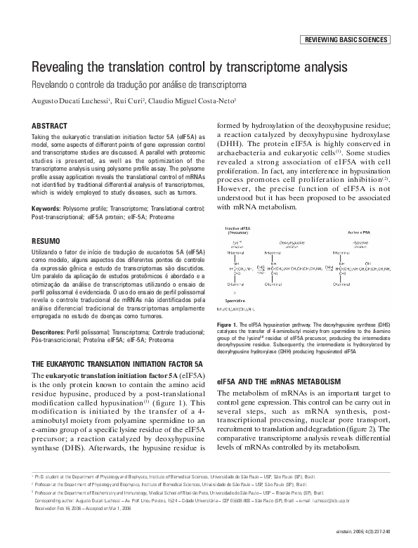 (PDF) Revealing the translation control by transcriptome analysis
