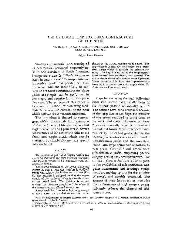 (PDF) Use of Local Flap for Burn Contracture of the Neck