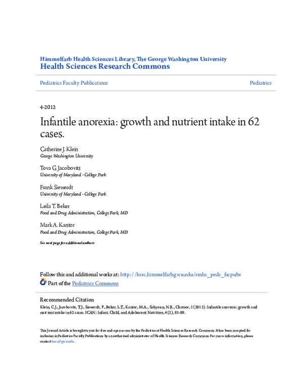 (PDF) Infantile Anorexia