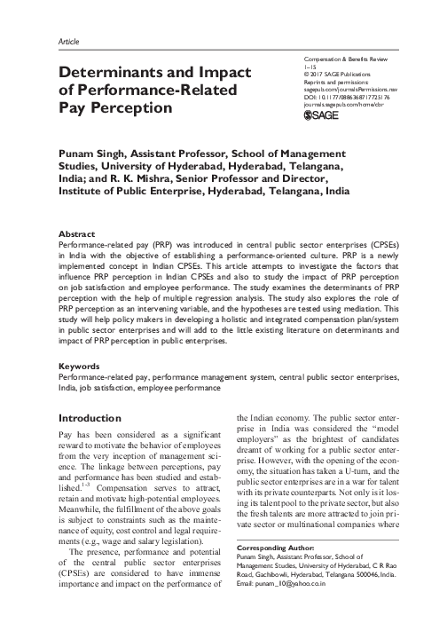 (PDF) Determinants and Impact of Performance-Related Pay Perception