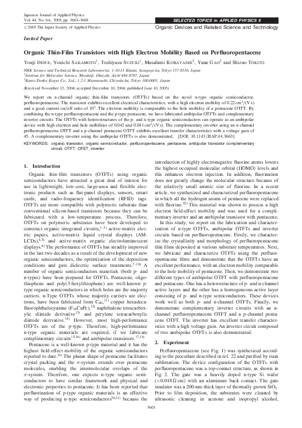 (PDF) Organic thin-film transistors with high electron mobility based ...