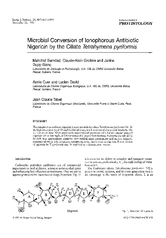 (PDF) Microbial conversion of lonophorous antibiotic nigericin by the ...