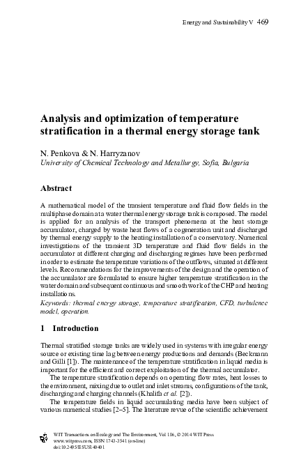 Pdf Analysis And Optimization Of Temperature Stratification In A