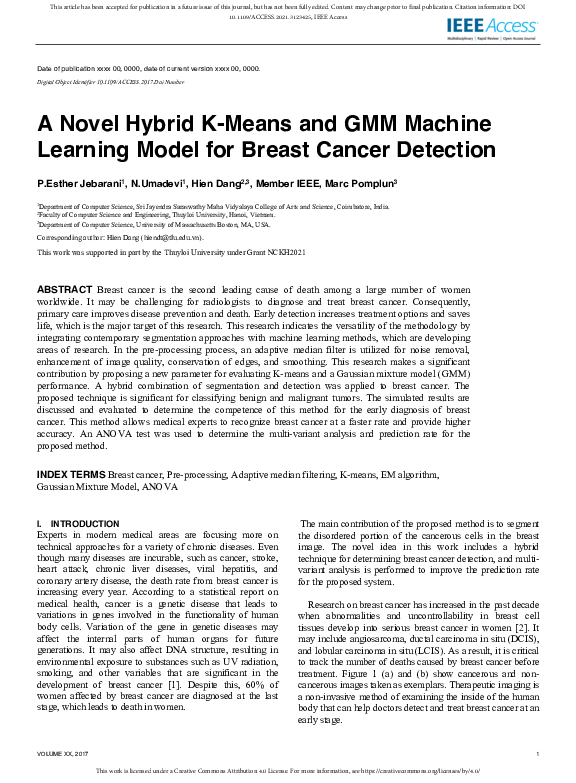 (PDF) A Novel Hybrid K-Means and GMM Machine Learning Model for Breast ...