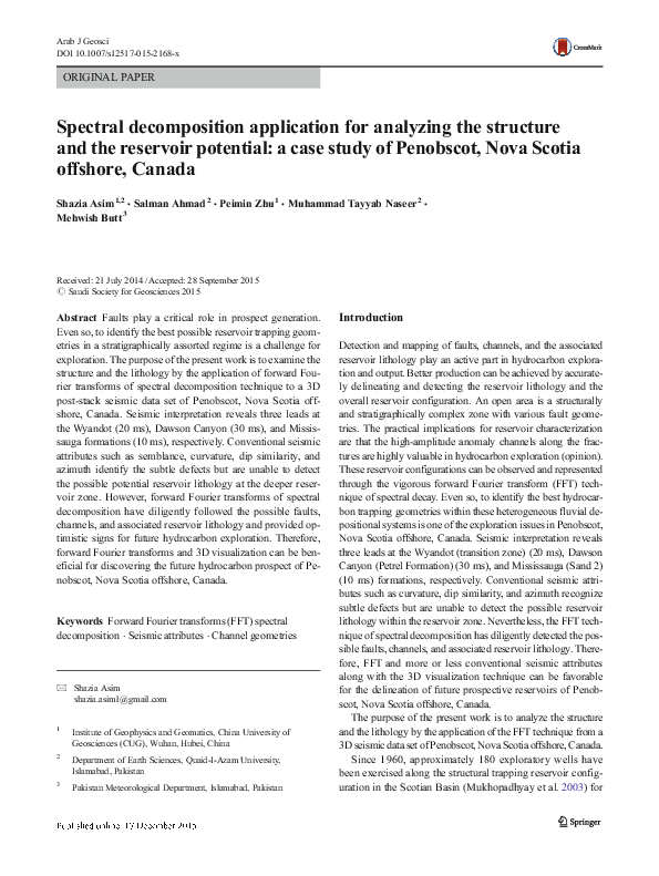 Pdf Spectral Decomposition Application For Analyzing The Structure And The Reservoir Potential