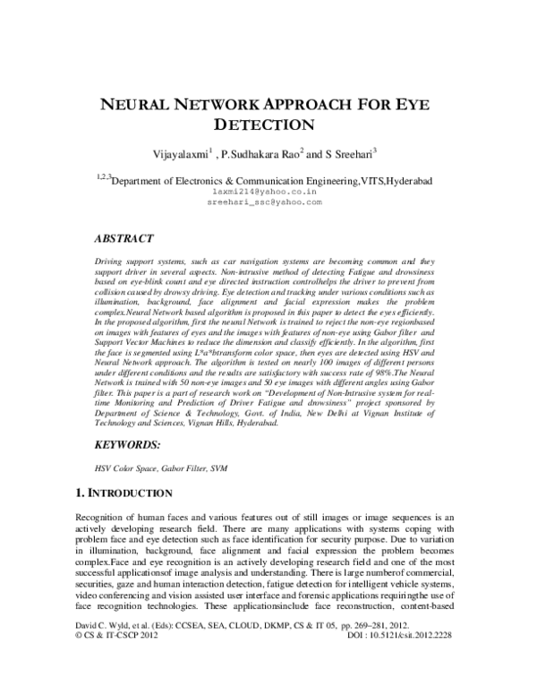 (PDF) Neural Network Approach for Eye Detection
