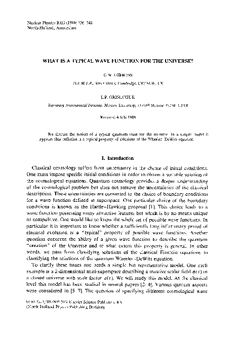 (PDF) What is a typical wave function for the universe? | Gary Gibbons ...