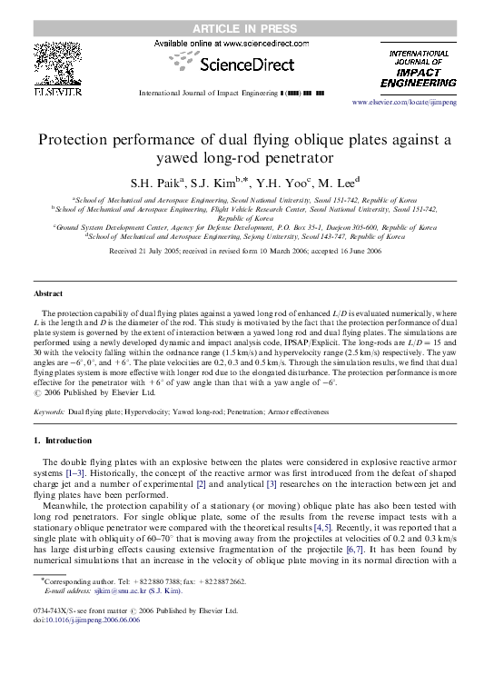 (PDF) Protection performance of dual flying oblique plates against a ...