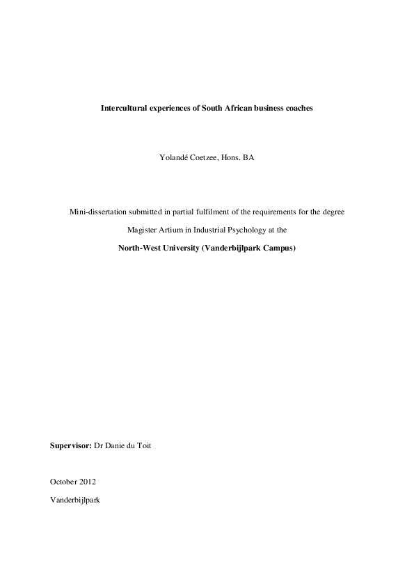 (PDF) Intercultural experiences of South African business coaches ...