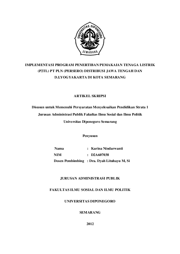 (PDF) Implementasi Program Penertiban Pemakaian Tenaga Listrik (P2TL ...