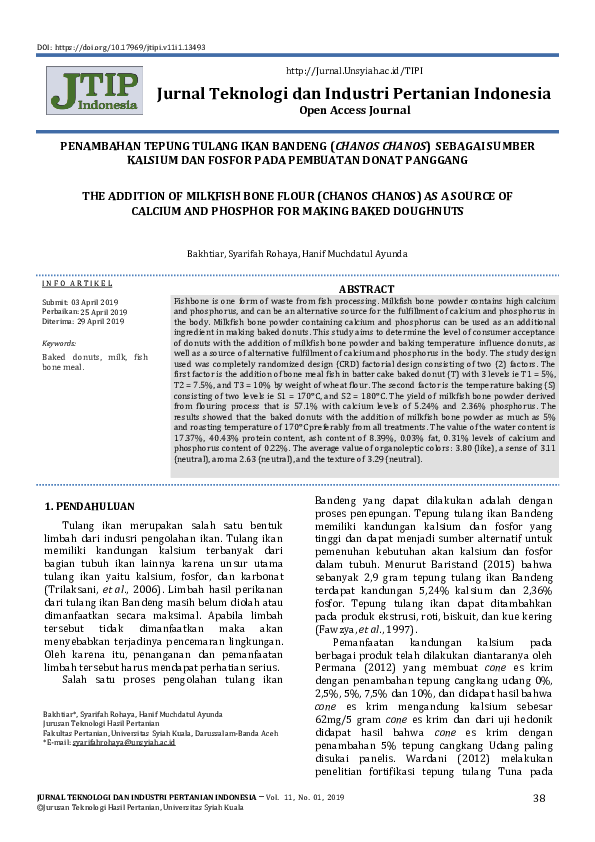 (PDF) Penambahan Tepung Tulang Ikan Bandeng (Chanos chanos) Sebagai Sumber Kalsium dan Fosfor ...
