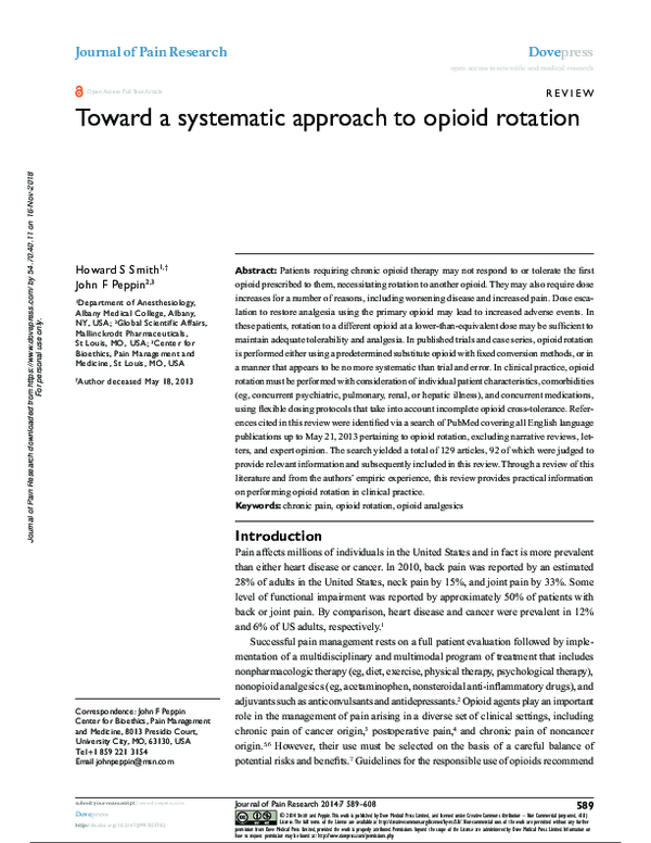 (PDF) Toward a systematic approach to opioid rotation