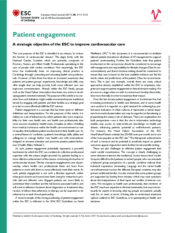 (PDF) Patient engagement | Dan Atar - Academia.edu