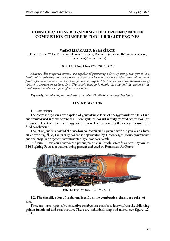 (PDF) Considerations Regarding the Performance of Combustion Chambers ...