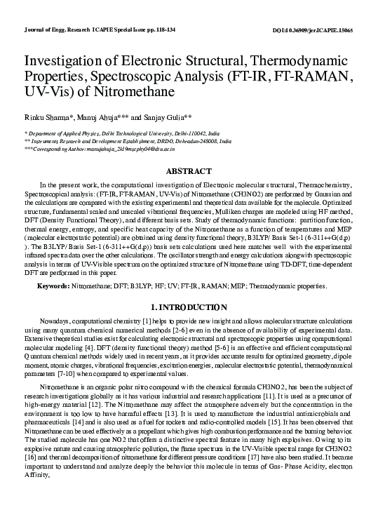 (PDF) Investigation of Electronic Structural, Thermodynamic Properties, Spectroscopic Analysis ...